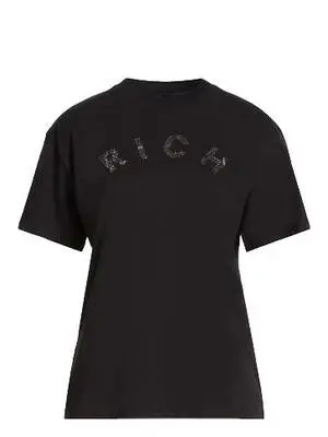 John Richmond Cotton T-shirt With Appliqués - Black