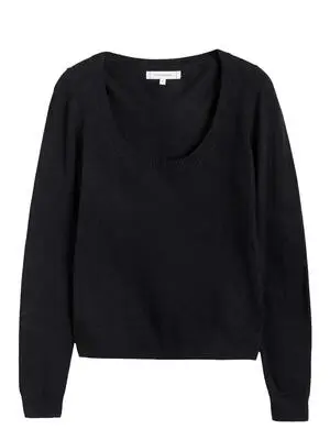 Chinti & Parker Scoop-neck Merino Sweater - Black