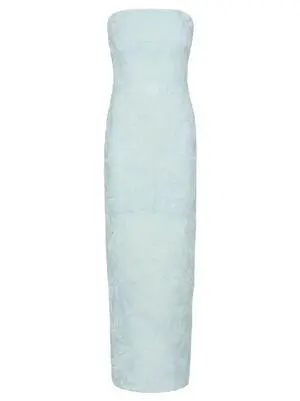ROTATE BY BIRGER CHRISTENSEN Floral Mesh Tube Maxi Dress Blue