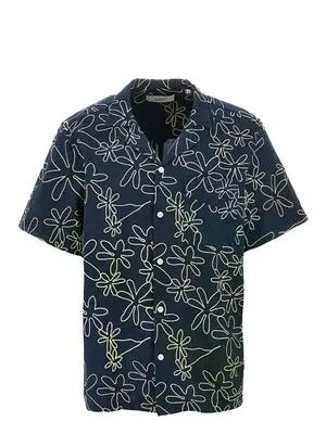 FORET Floral-embroidery Shirt - Blue