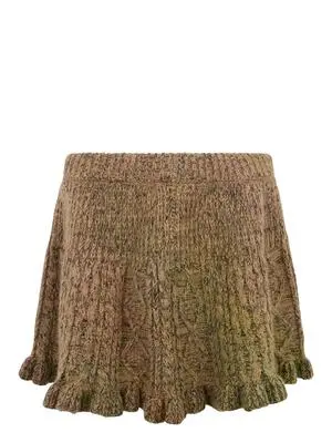 Valentino Garavani Cable-knit Ruffled Skirt - Brown