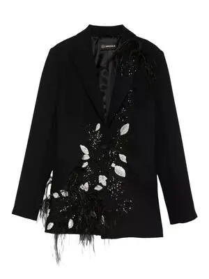 IMROSKA Embellished Blazer With Feather Detail - Black