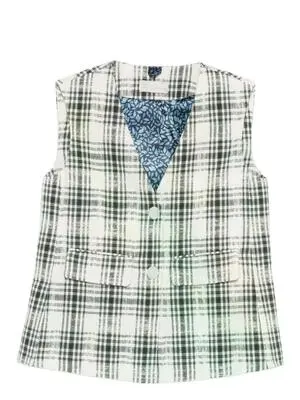 IMROSKA Check-pattern Buttoned Gilet - Neutrals