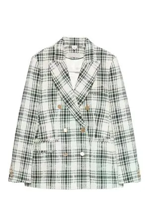 IMROSKA Plaid Double-breasted Jacket - Neutrals