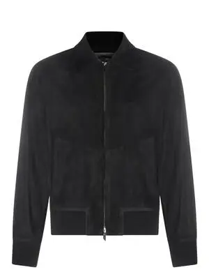 SALVATORE SANTORO Zip-up Suede Jacket - Black