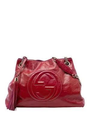 Gucci 2016-2026 Medium Patent Soho Chain Tote Bag Red