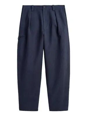 Cos Cotton-blend Barrel-leg Utility Trousers - Navy
