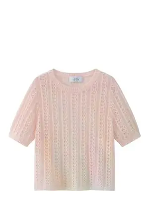 LU REN Open-knit Sweater - Pink