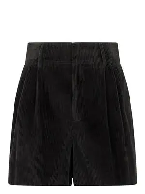 Valentino Garavani Corduroy Pleated Shorts - Black