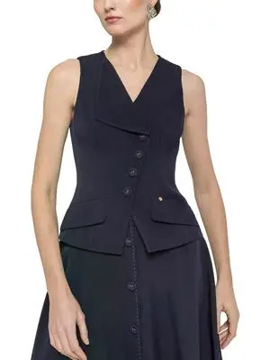 NISSA Single-breasted Tailored Vest - Blue