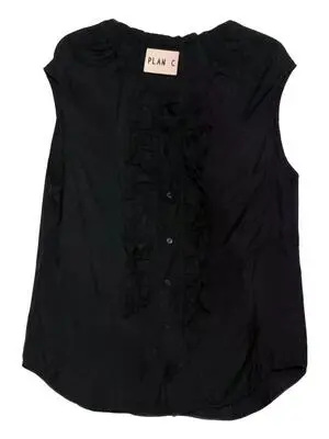 Plan C Ruffled Blouse - Black