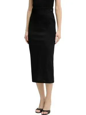 Armani Exchange Ribbed Pencil Midi Skirt - Black
