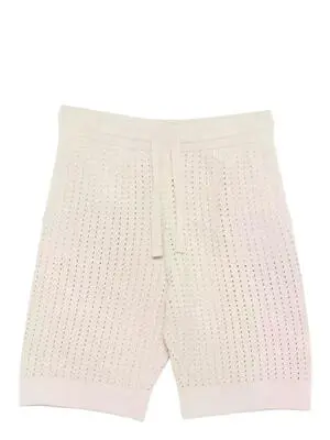 PAOLO PECORA Open-knit Drawstring Shorts - Neutrals