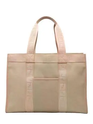 Fendi Zucca Trimmed Canvas Tote Bag - Brown