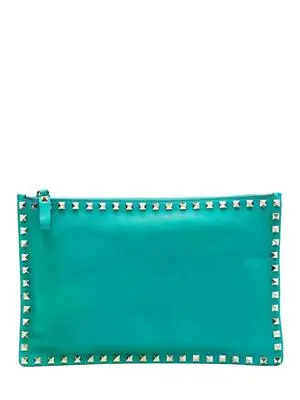 Valentino Garavani Leather Rockstud Clutch Bag - Blue
