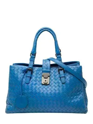 Bottega Veneta Small Nappa Intrecciato Roma Satchel - Blue
