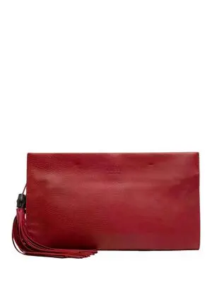 Gucci 2016-2026 Leather Bamboo Tassel Clutch - Red