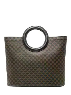Celine 1997 Macadam Coated Canvas Tote Bag - Black