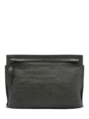 Loewe 2015 Embossed Leather Anagram T Clutch - Green