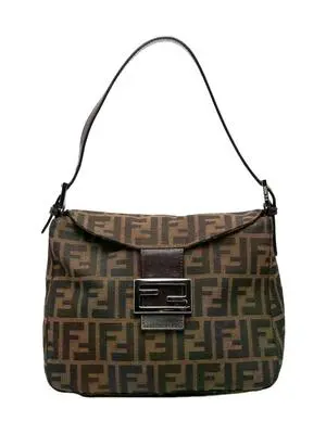 Fendi Zucca Canvas Double Flap Shoulder Bag - Brown