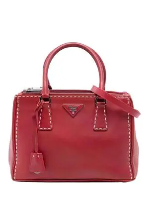 Prada Galleria Double Zip Satchel - Red
