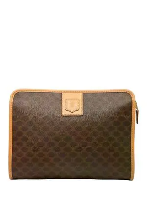 Celine 2011 Macadam Coated Canvas Clutch Bag - Brown