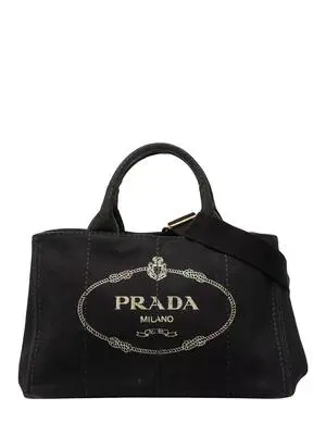 Prada Canvas Canapa Logo Satchel - Black