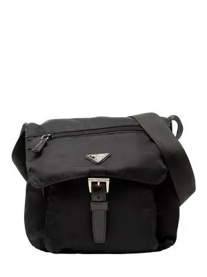 Prada 2000-2013 Tessuto Zip Buckle Messenger Bag - Black