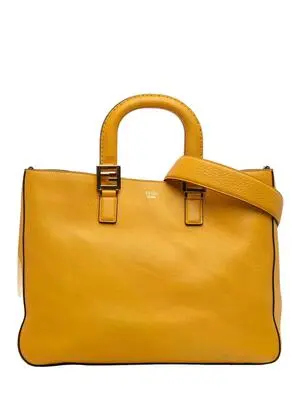 Fendi Selleria Ff Tote Satchel - Yellow