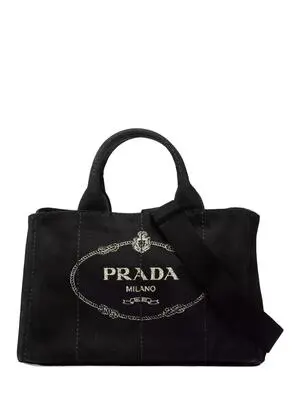 Prada Canvas Canapa Logo Satchel - Black