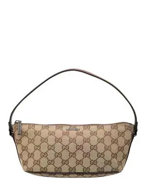 Gucci Gg Canvas Web Boat Shoulder Bag - Brown