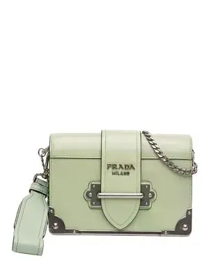 Prada Spazzolato Soft Calfskin Cahier Crossbody Bag - Green