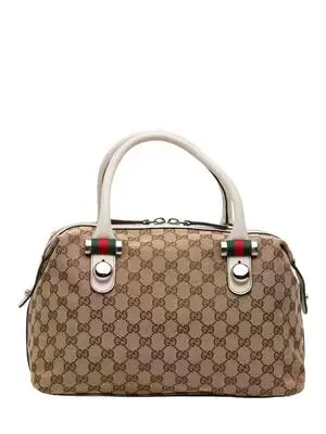 Gucci Gg Canvas Web Match Ball Boston Bag - Brown