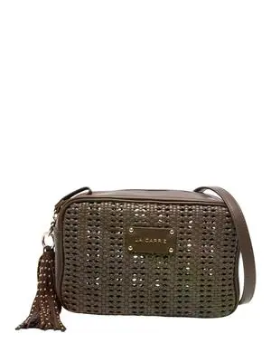 LA CARRIE Woven Leather Shoulder Bag With Tassel - Brown