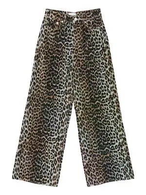 GANNI Leopard-print Trousers - Brown