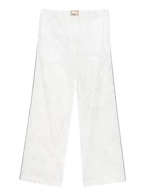 Plan C Floral Poplin Trousers - White