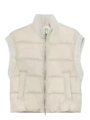 Peserico Quilted Ribbed Gilet - Neutrals