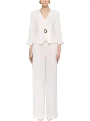 NISSA High-waisted Crepe Trousers - White