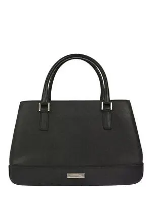 Burberry 1990s Leather Tote Handbag - Black
