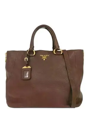 Prada 1990s Leather Tote Bag - Brown