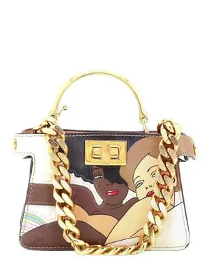 Fendi Maxi Handle Peekaboo Bag With Nano Satchel - Neutrals