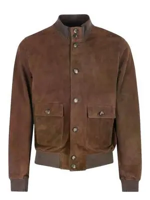 STEWART Buttoned Flap-pocket Suede Jacket - Brown