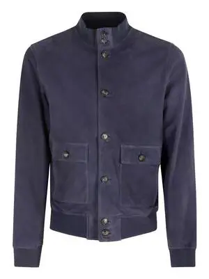 STEWART Buttoned Suede Jacket - Blue
