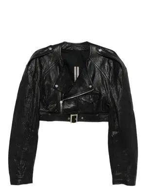 Rick Owens Micro Biker Belted Jacket - Black