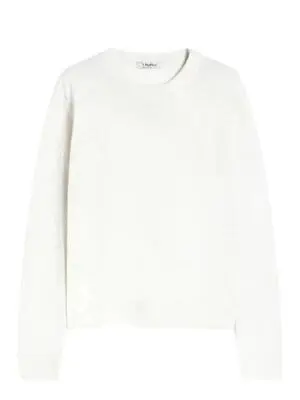 Max Mara Elbow Patch Linen Sweater - White