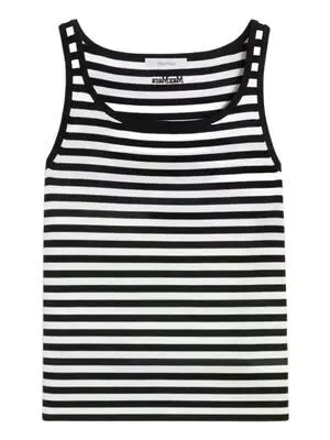 Max Mara Striped Trim Top - Black