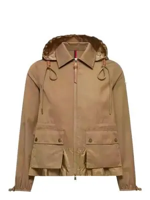 Moncler Hooded Jacket With Front Pockets - Neutrals