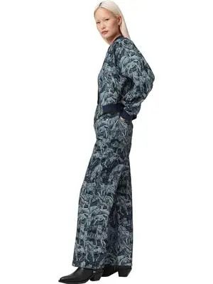 ALLSAINTS Blake Horse Jacquard Denim Wide Leg Jeans Blue