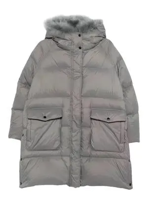 YVES SALOMON Shearling Trimmed Down Coat - Grey