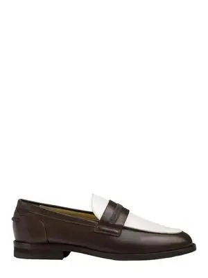 DOUCAL'S Leather Loafers With Studded Detailing - Brown